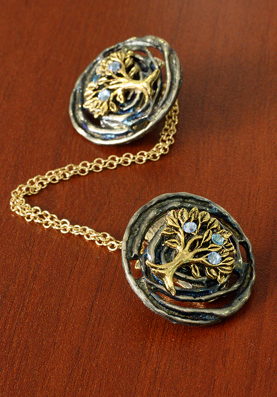 Tree of Life w/ Gold Crystal - Unisex Handmade with Crystals Tallit ...