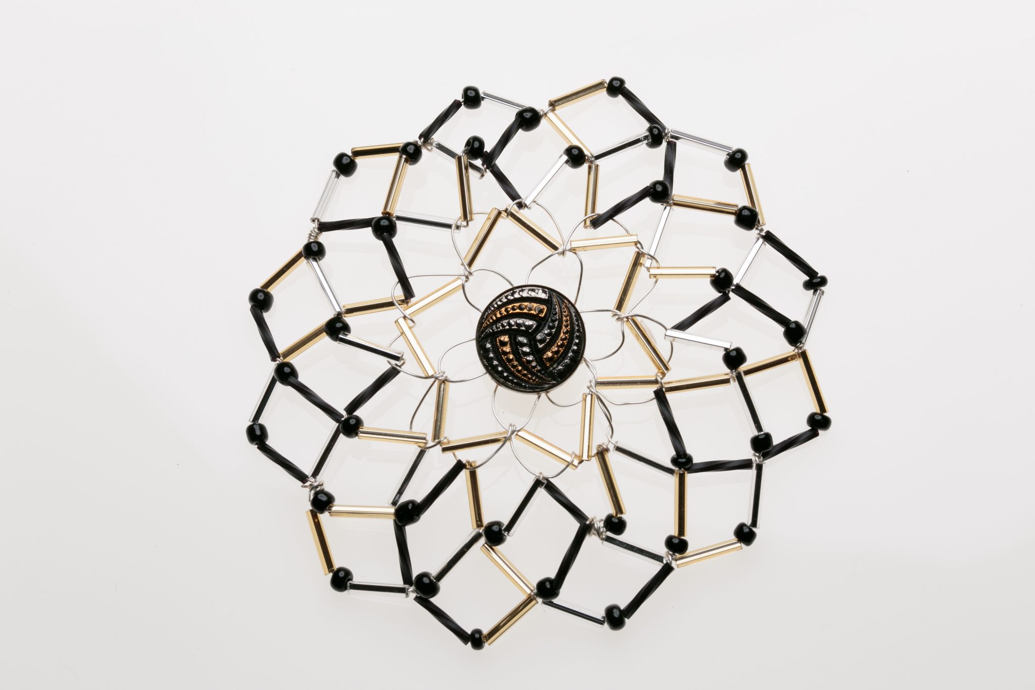 Black, Gold and Silver - Women's Handmade Beaded Crystal Wire Kippah ...