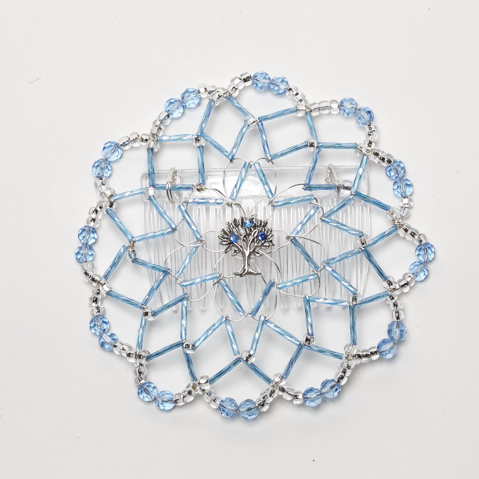 Blue with Tree Centerpiece - Women's Handmade Crystal Beaded Wire ...